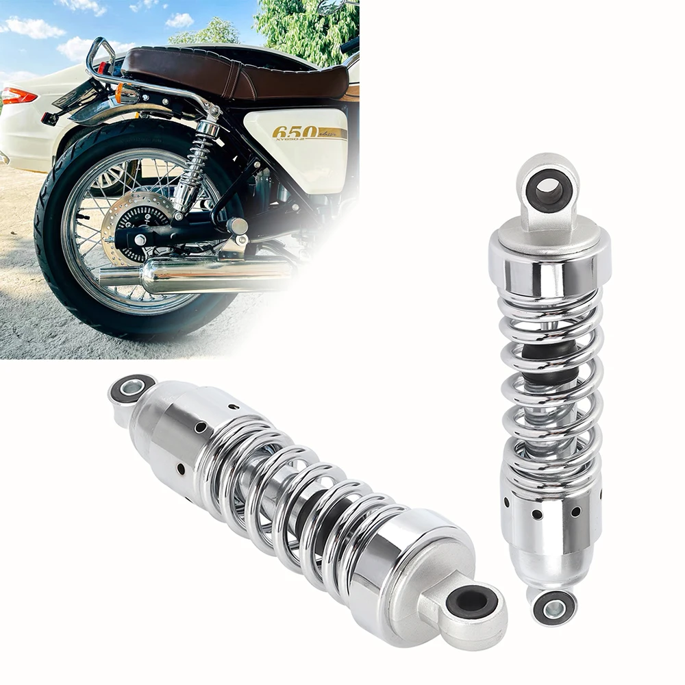 2PCS-Chrome-Motorcycle-Rear-Shock-Springs-Suspension-Absorber-Aluminum ...