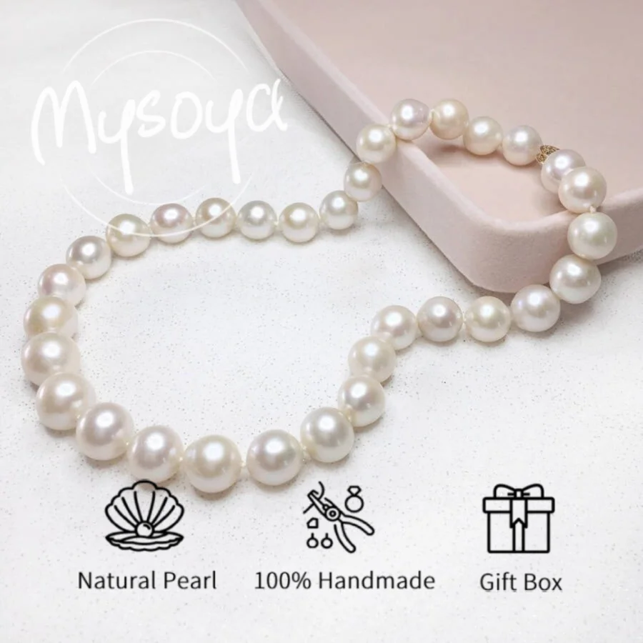 MYSOYA-collar grande de perlas Edison de colores naturales, 12-14mm ...