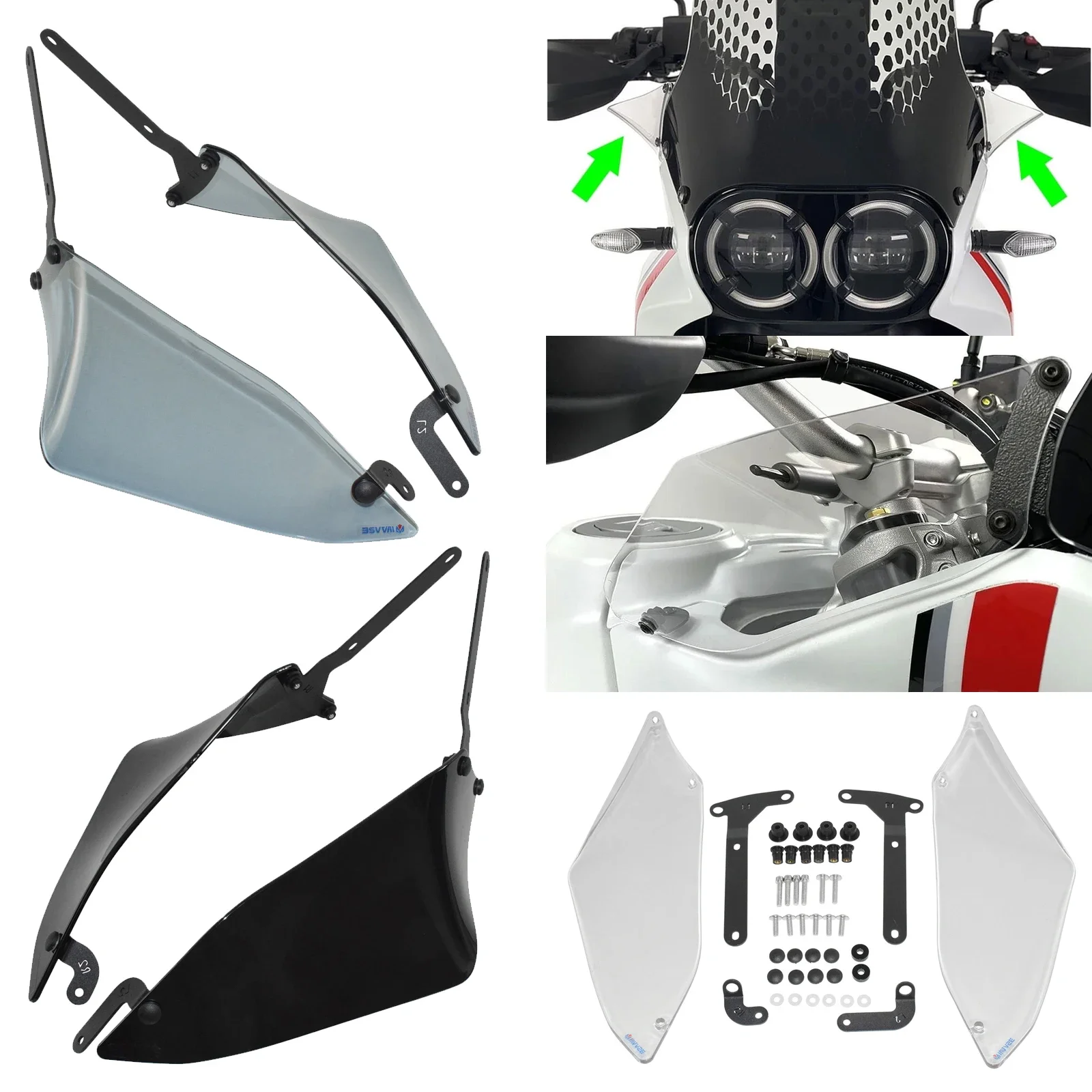 Motorcycle-Side-Wings-Windscreen-Windshield-Screen-Wind-Deflector-Air ...
