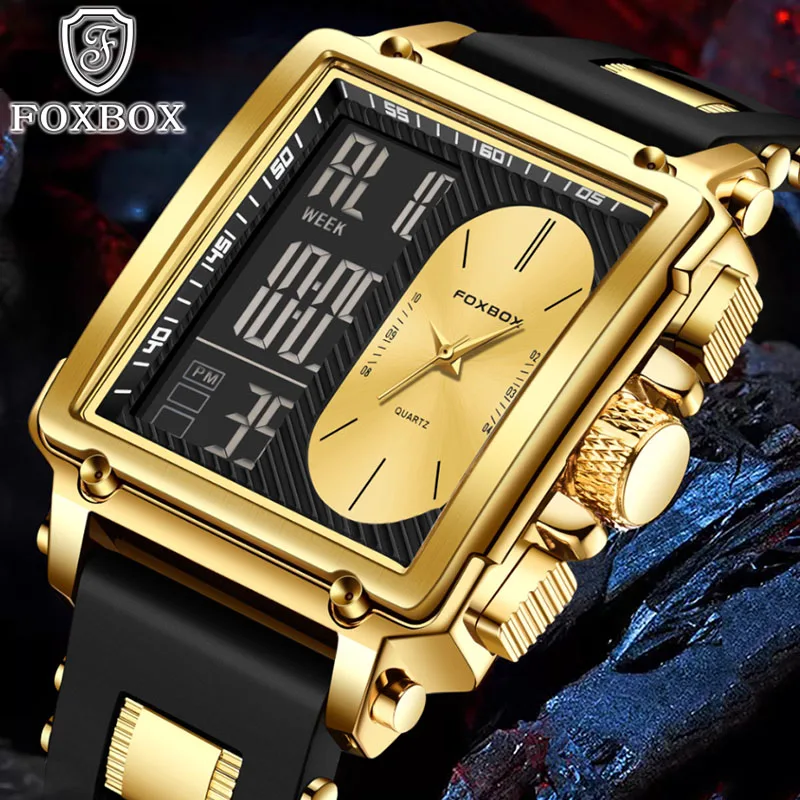 FOXBOX-2024-New-Creative-Square-Watch-Men-Top-Brand-Luxury-Digital ...