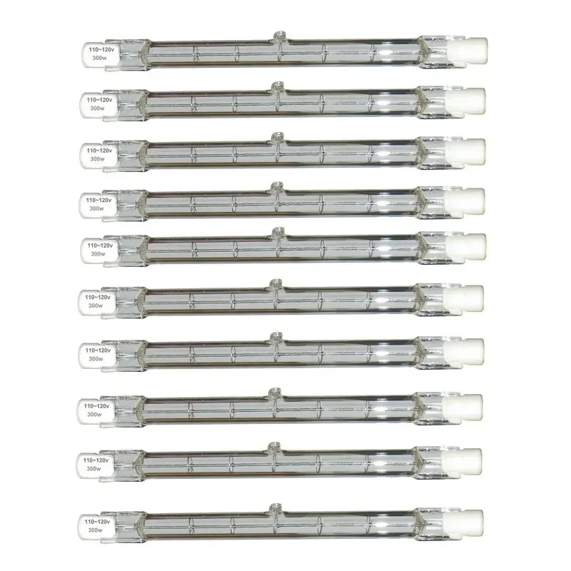 10pcs-Glass-Tube-Halogen-Light-Bulb-110-120V-300W-300-Watt-J-Type-T3 ...