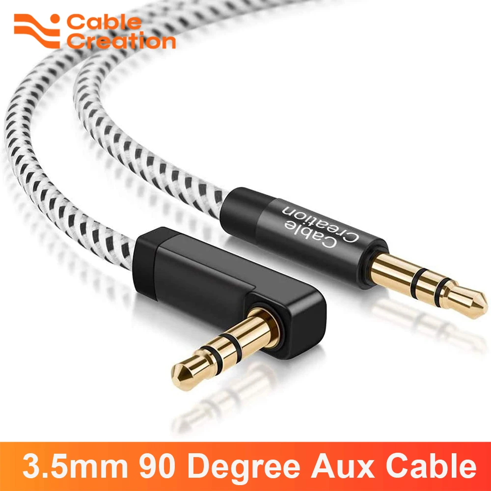 CableCreation 3.5mm AUX Cable 90 Degree Right Angle Jack Audio Cable ...
