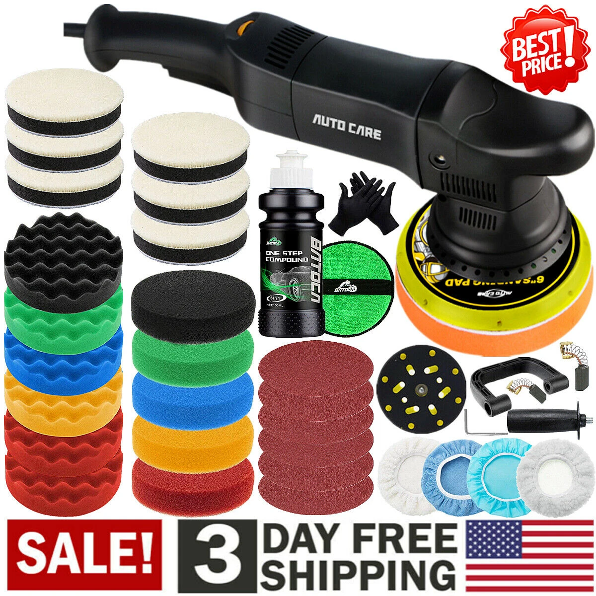 Orbital Car Polisher Buffer Machine Dual Action Polishing Buffing ...