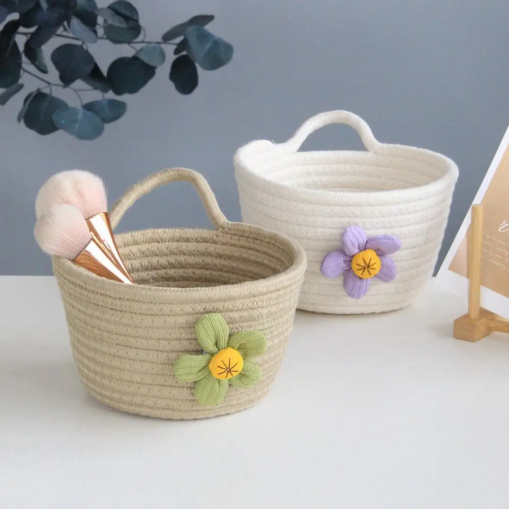 1PC-Hand-woven-Cotton-Rope-Storage-Box-Key-Cosmetics-Finishing-Basket ...