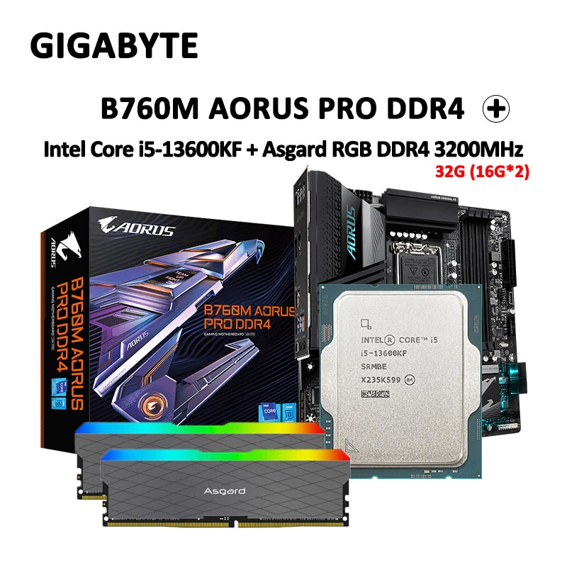 Intel Core i5 13600KF CPU + GIGABYTE AORUS PRO DDR4 + Asgard série W2 ...