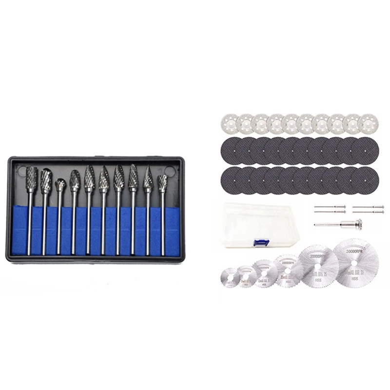 1 Set Rotary Files Rotary Burr Bit Set & 42 Pcs Diamond Cutting Wheel ...