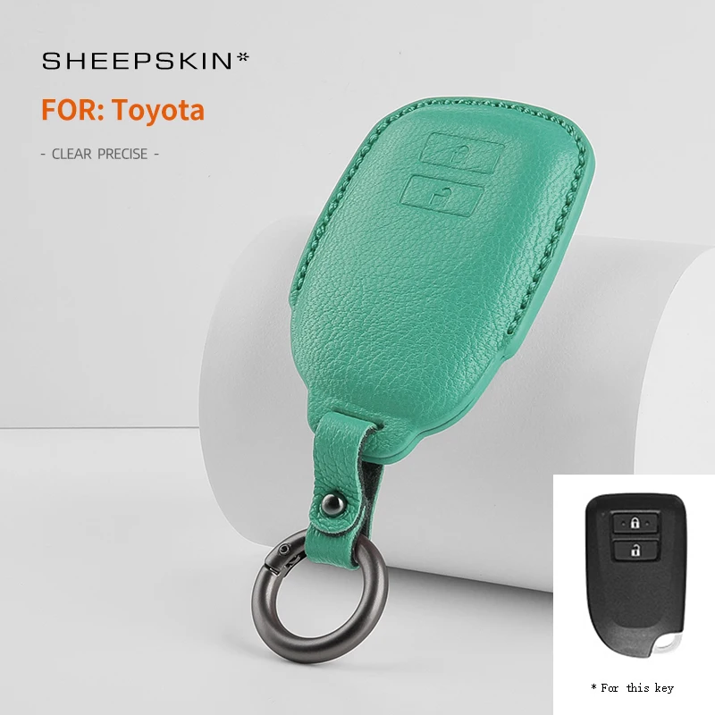 Leather-Sheepskin-Car-Key-Case-Full-Cover-Shell-for-Toyota-Prius-Camry ...