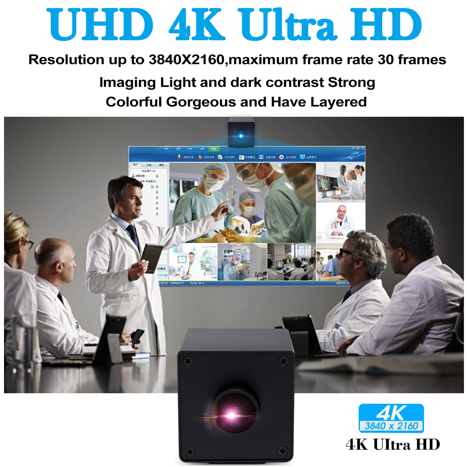 ELP Camera USB 4K Sony IMX415 Wide Angle No Distortion 120degree Webcam ...