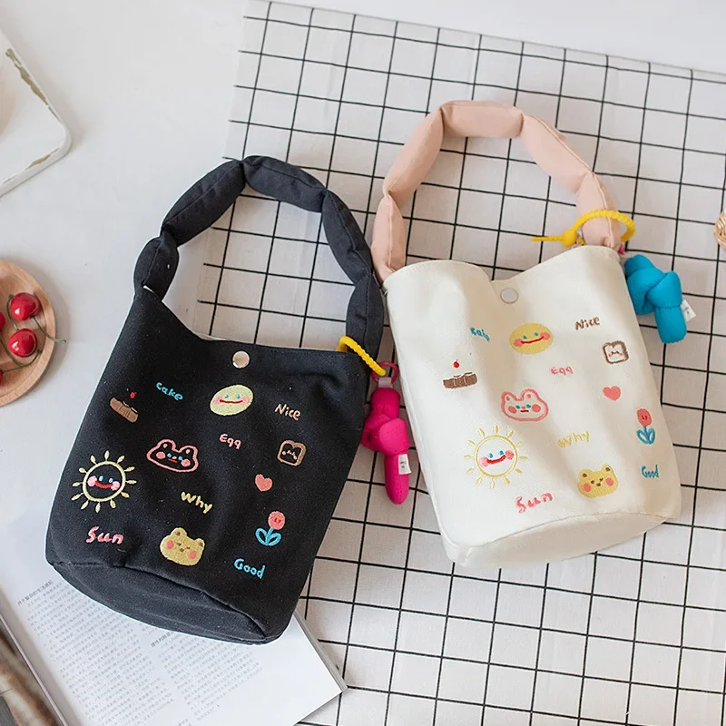 Women-Handbag-Canvas-Bag-Student-Cute-Bucket-Bag-Cartoon-Ins-Messenger ...