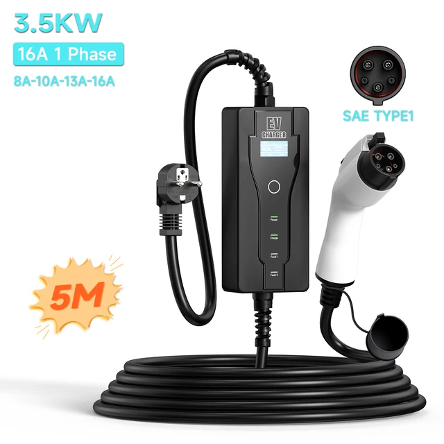 16A 3.5KW Portable EV Charger Type2 IEC62196-2 EVSE Fast Charging Box ...
