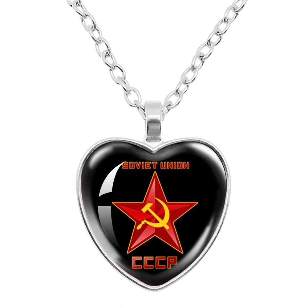 Hot Cccp Soviet Badges Sickle Hammer Heart Shaped Pendant Necklace ...
