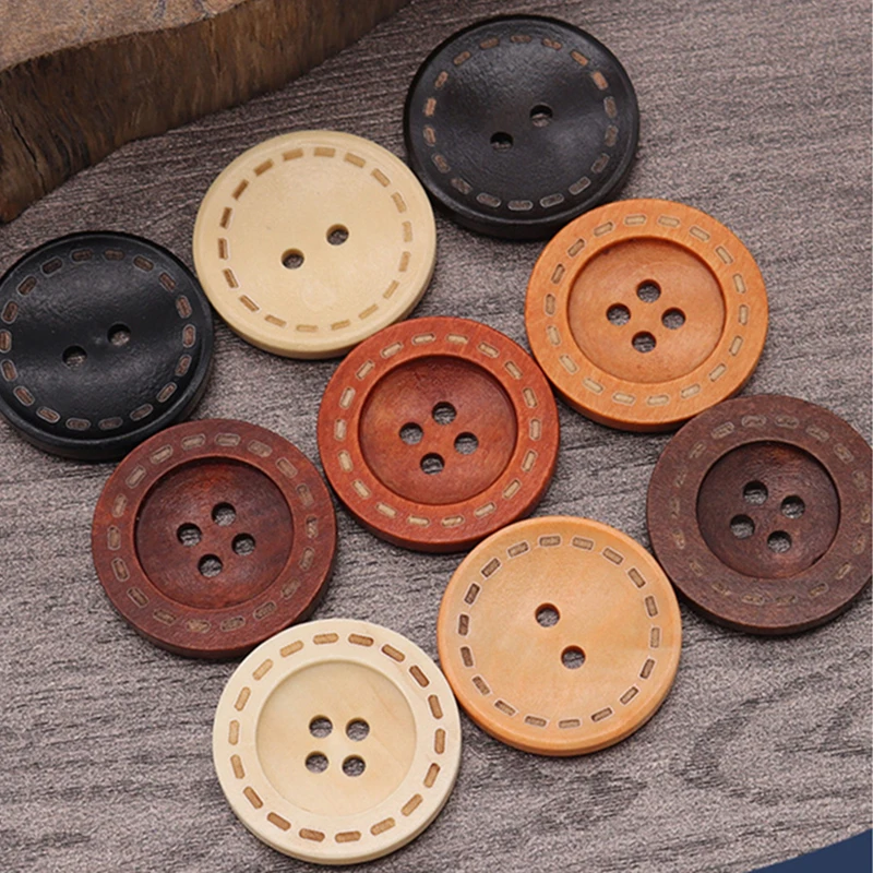100PCS-DIY-Wooden-Buttons-Sewing-Accessories-Vintage-Button-Wood-Craft ...