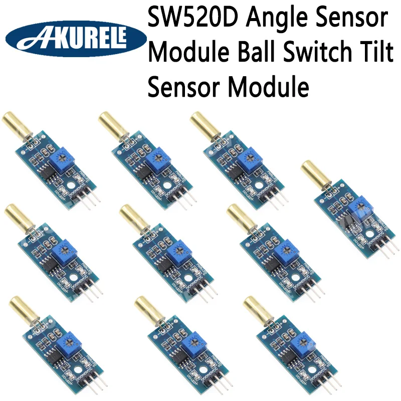 10Pcs Golden SW520D Angle Sensor Module Ball Switch Tilt Sensor Module ...