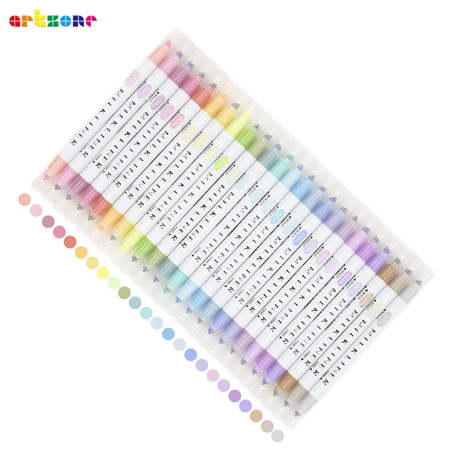 24Pcs Pastel Highlighter Set Eyecare Light Color Milk Liner Marker Dual ...