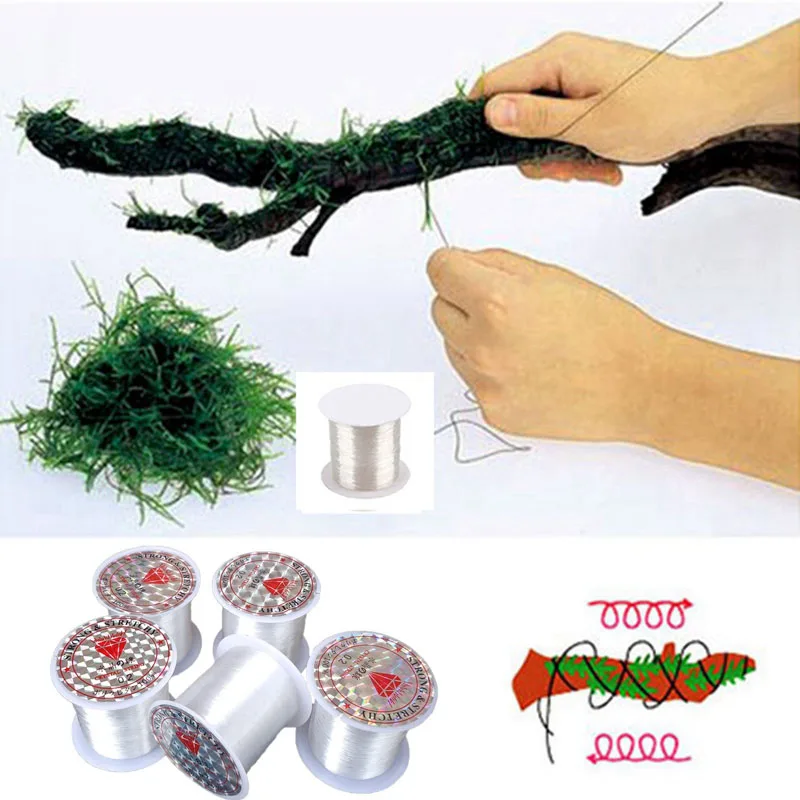 120m Diy Moss Line Binding Line Super Strong Transparent Nylon Aquatic ...