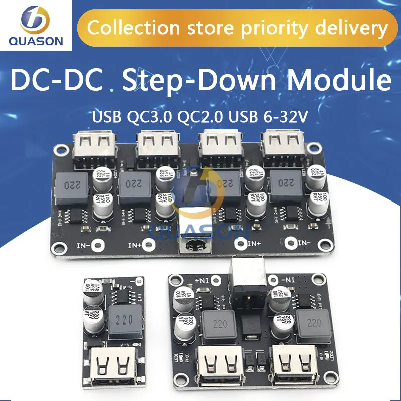 USB QC3.0 QC2.0 USB DC-DC Buck Converter Charging Step Down Module 6-32V 9V 12V 24V to Fast ...