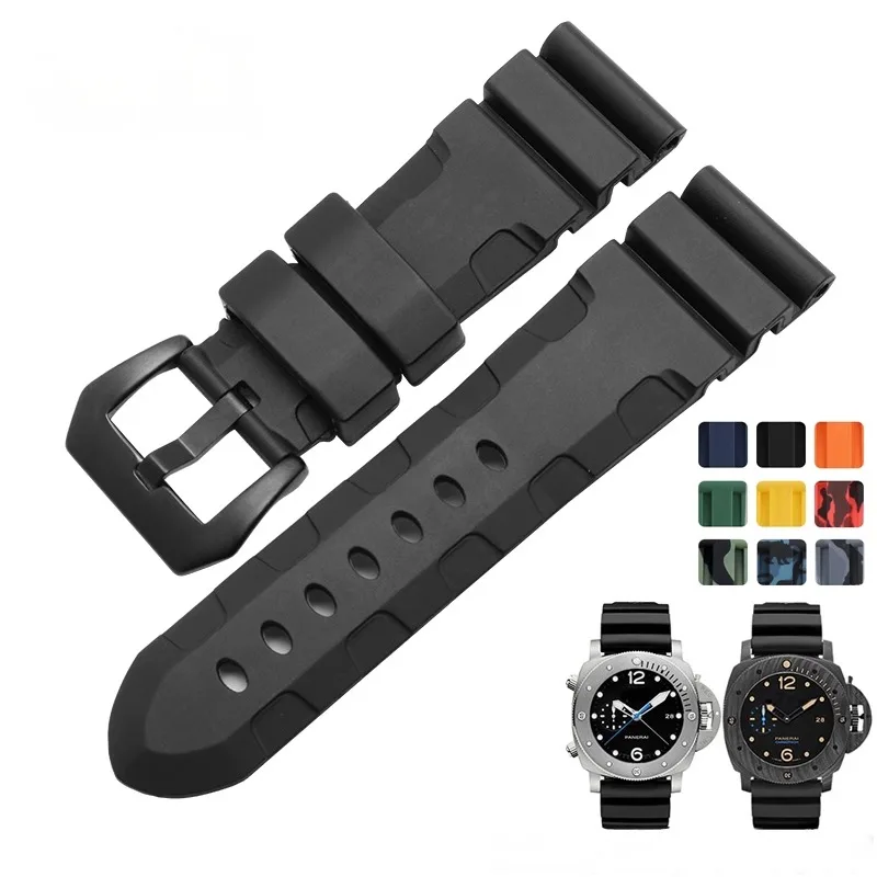 Universal-Waterproof-Rubber-Watch-Strap-22-24-26MM-Flat-Direct-Mouth ...