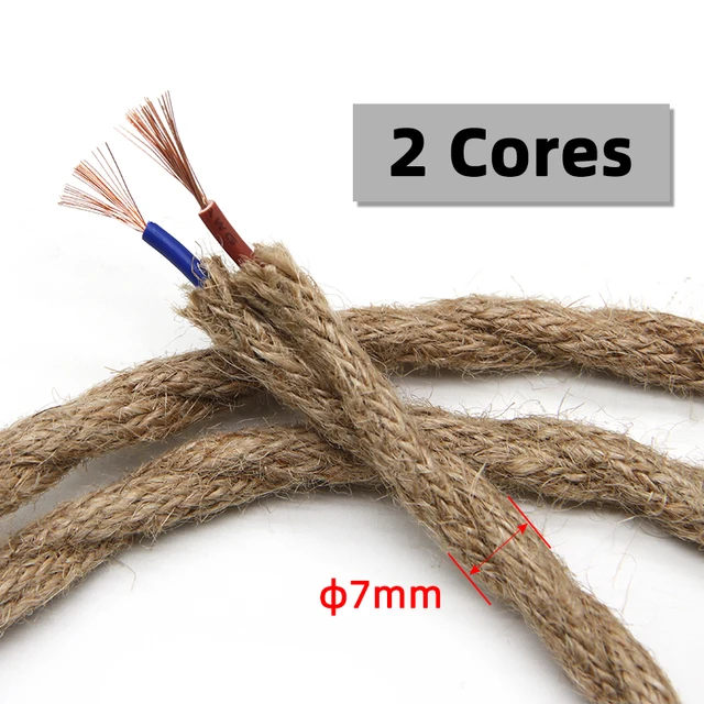 Twisted Cable Hemp Rope Electrical Wire 2 Core 3 Core Retro Style ...