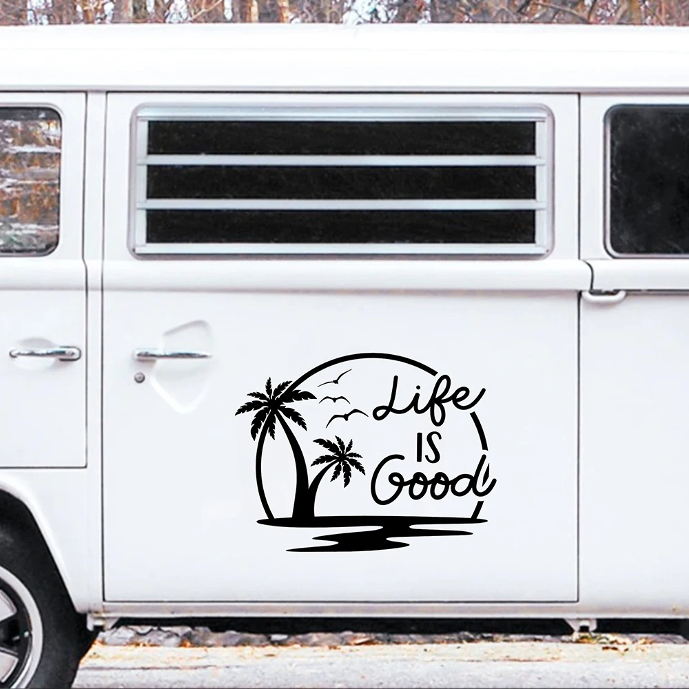 Life-Is-Good-Car-Sticker-Palm-Trees-Beachy-Camper-Decal-Beach-Life ...