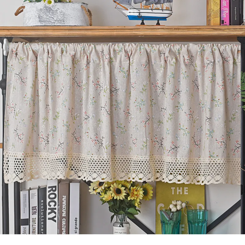 Curtain-for-Window-Linen-and-Cotton-Short-Kitchen-Curtain-with-Lace-for ...