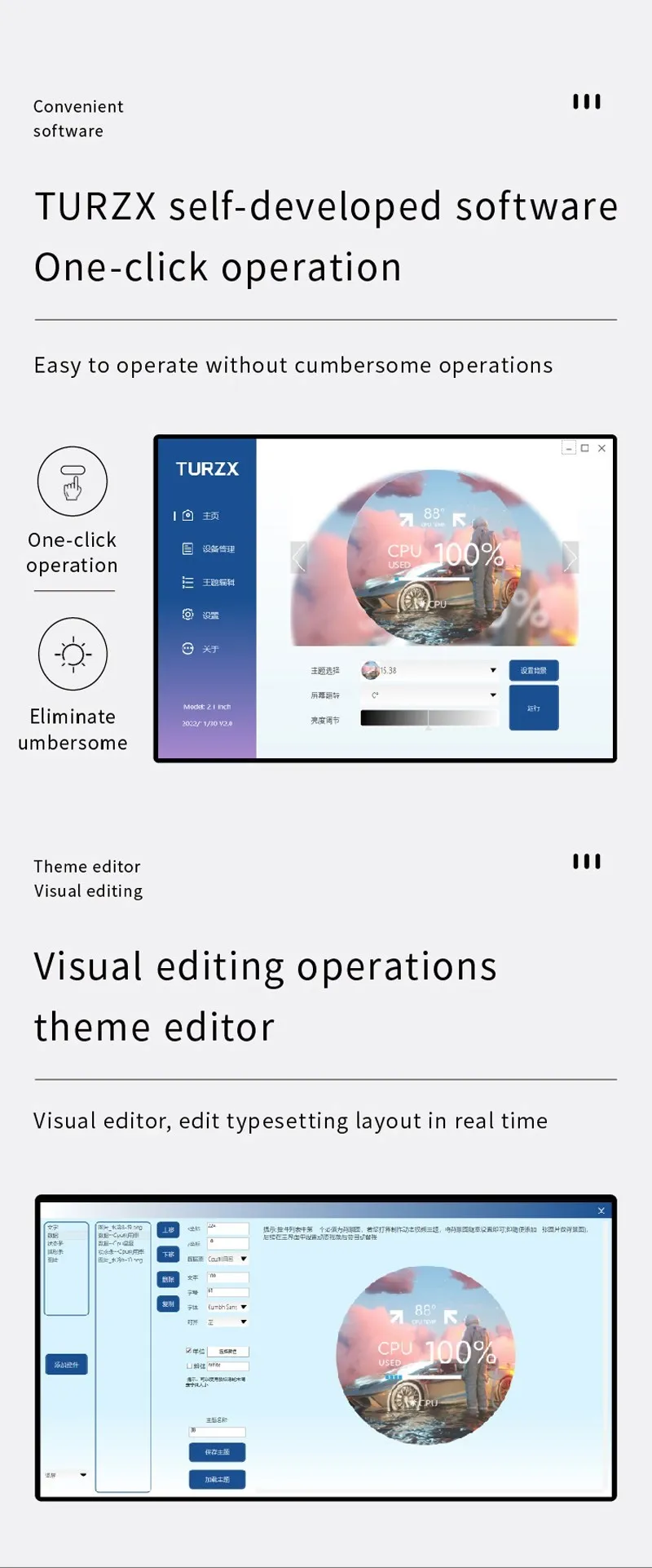 2.1 Inch IPS Secondary Screen 480x480 USB Water-Cooled Round LCD CPU ...