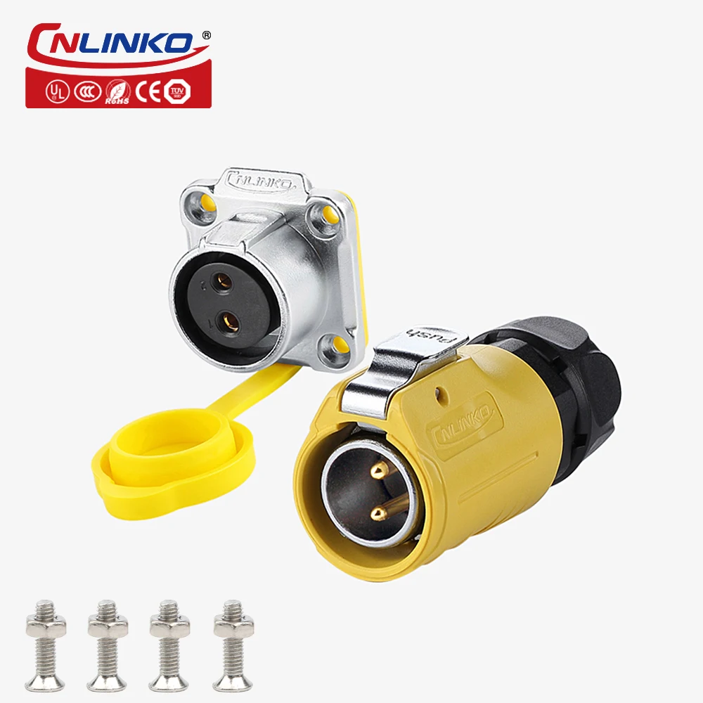 Cnlinko M20 2 Pin Connector IP67 Waterproof Industrial Male Plug and ...