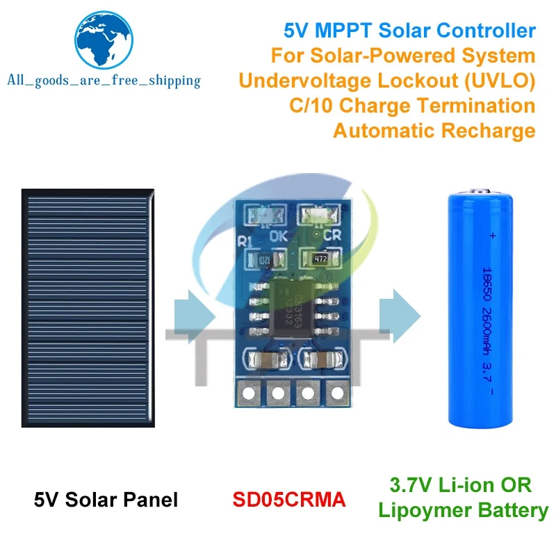 MPPT Solar Charge Controller 1A 4.2V 3.7V 18650 LiPo Li-ion Lithium ...