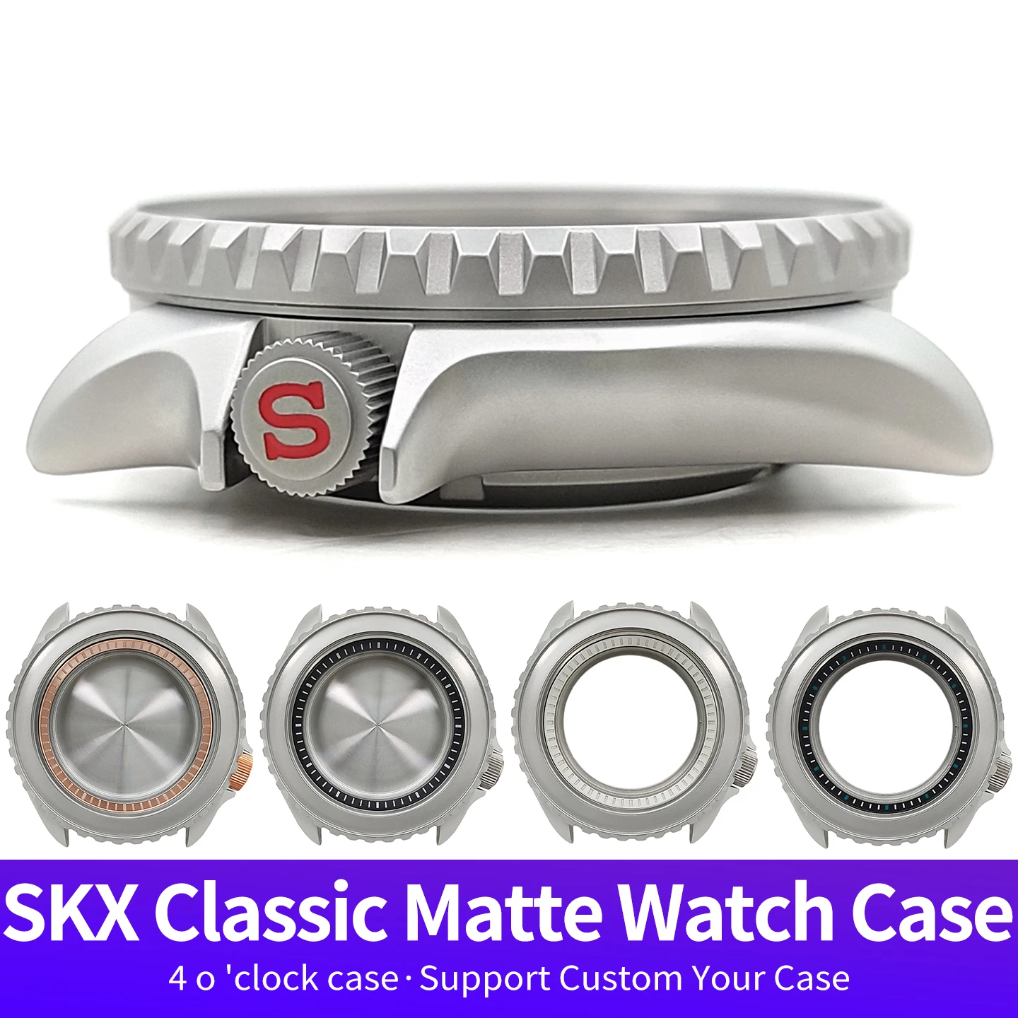 Matte 3.8 SKX Silver Watch Case Crown at 4 o 'clock Stainless Steel ...