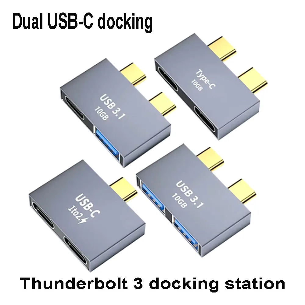 Tipo-C-Transmiss-o-Expans-o-Dock-Adapter-Dual-Type-C-HUB-para-Laptop-PC ...