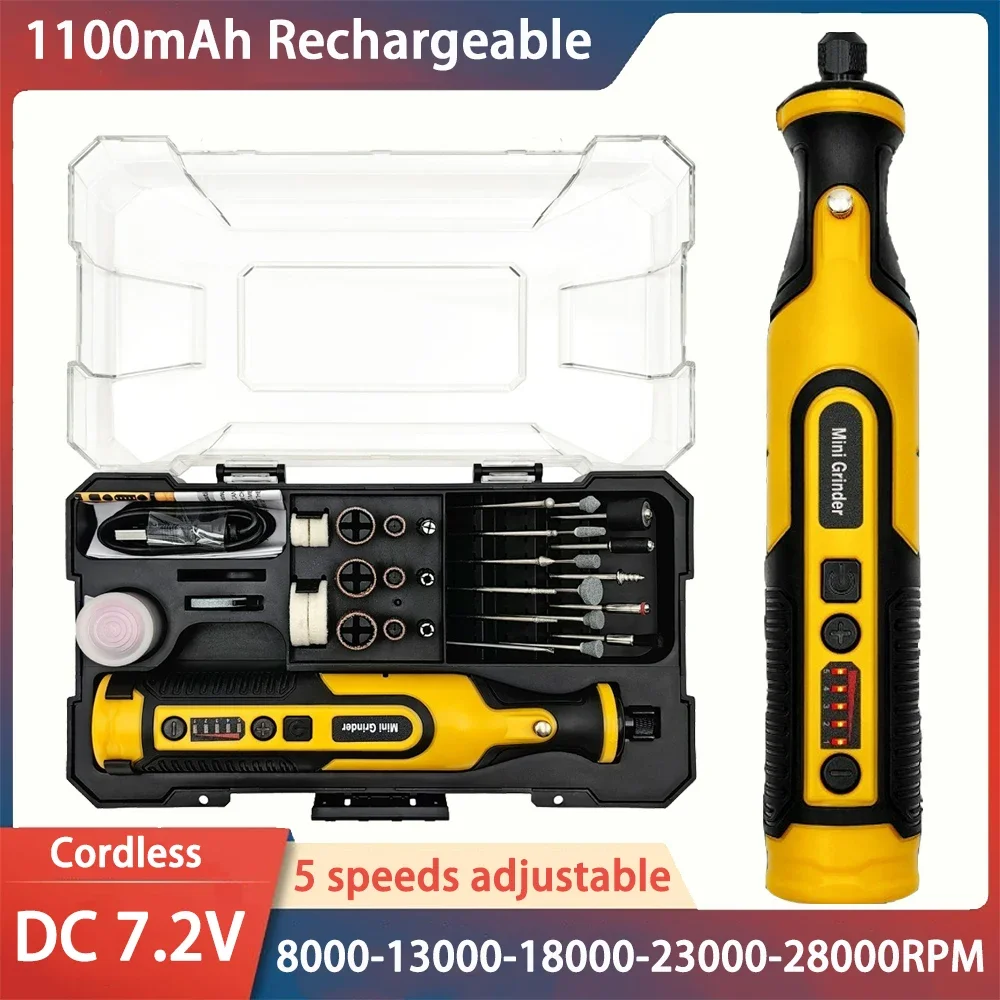 Wireless 7.2V Rotary Tool Mini Engraver Grinder Cordless Electric Drill ...