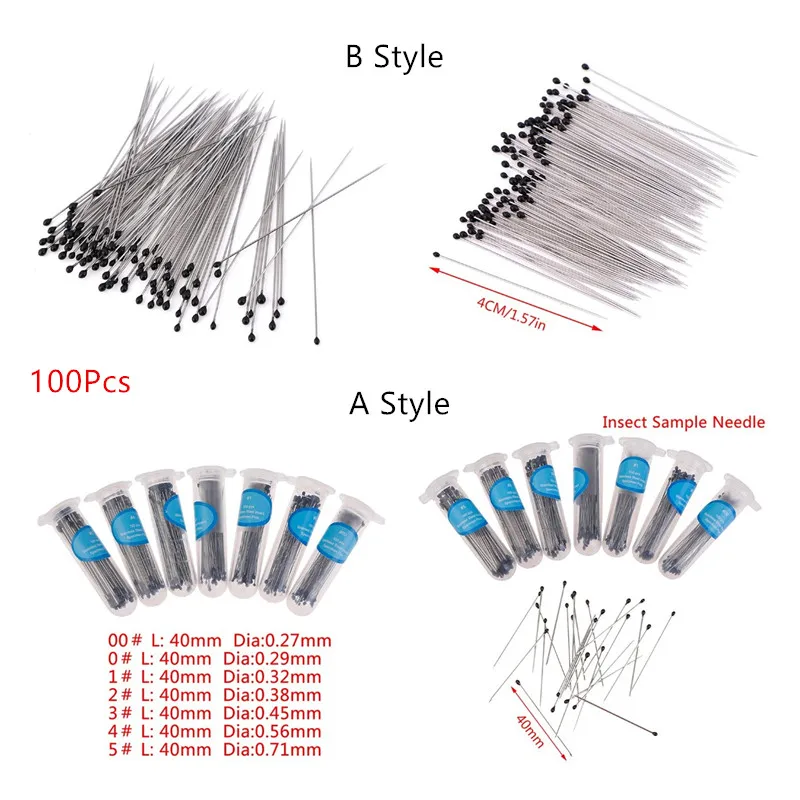 New-100PCS-Nsect-Pins-With-Plastic-Box-Specimen-Needle-Stainless-Steel ...