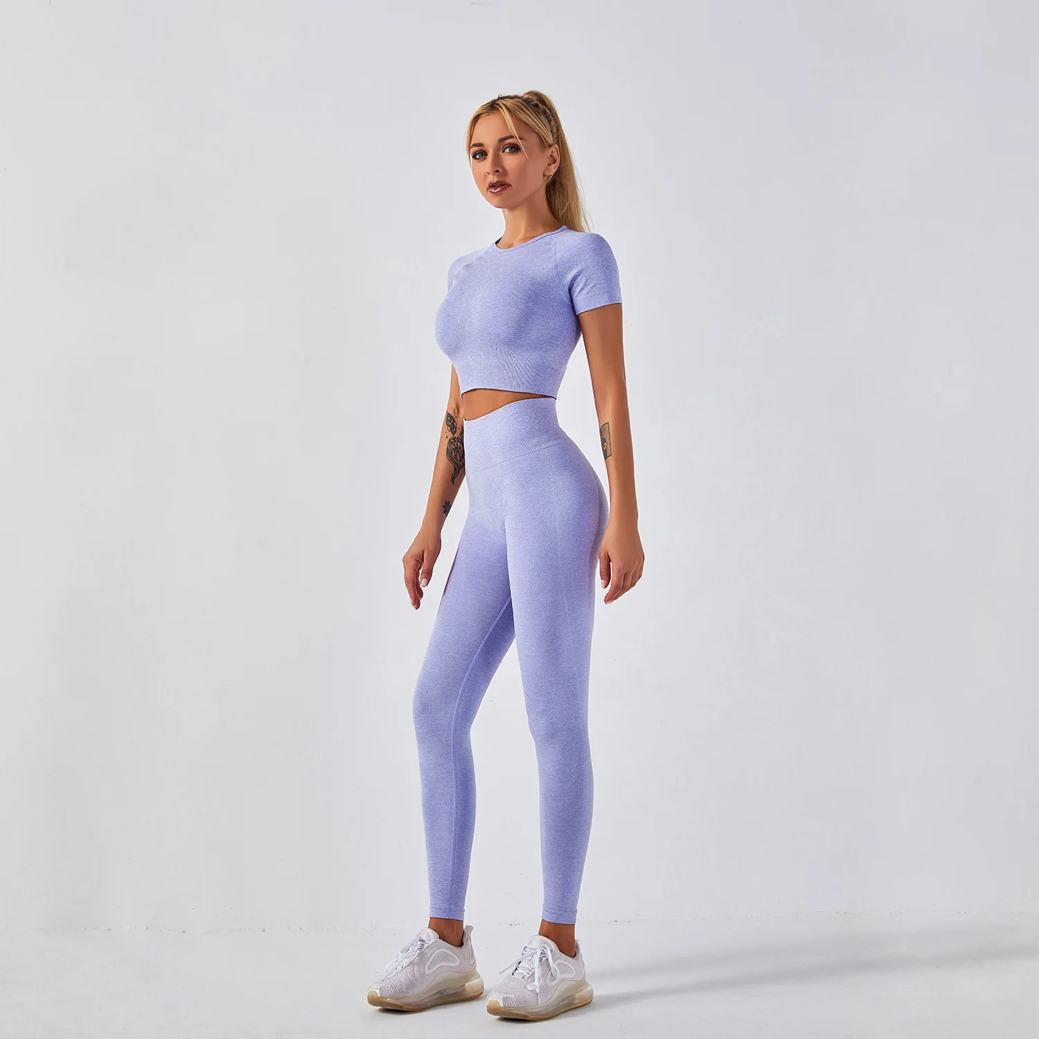 2pcs-Women-Seamless-Yoga-Set-Sport-Suit-Gymwear-Workout-Clothes-Long ...