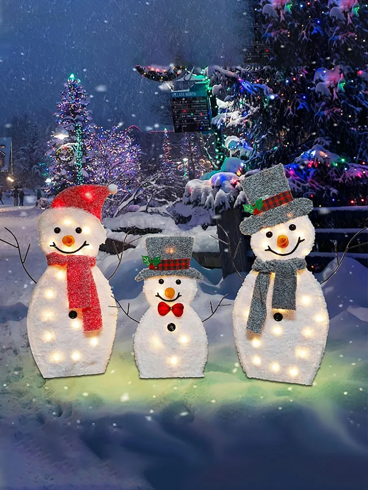3Pcs-Lighted-Snowman-Christmas-Garden-Decoration-With-LED-Light-Glowing ...