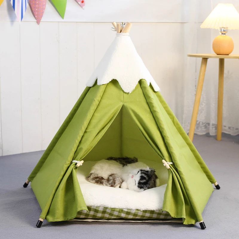 Pet Teepee Tent for Small Dogs or Cats Puppy Sweet Bed w/Thick Plush ...