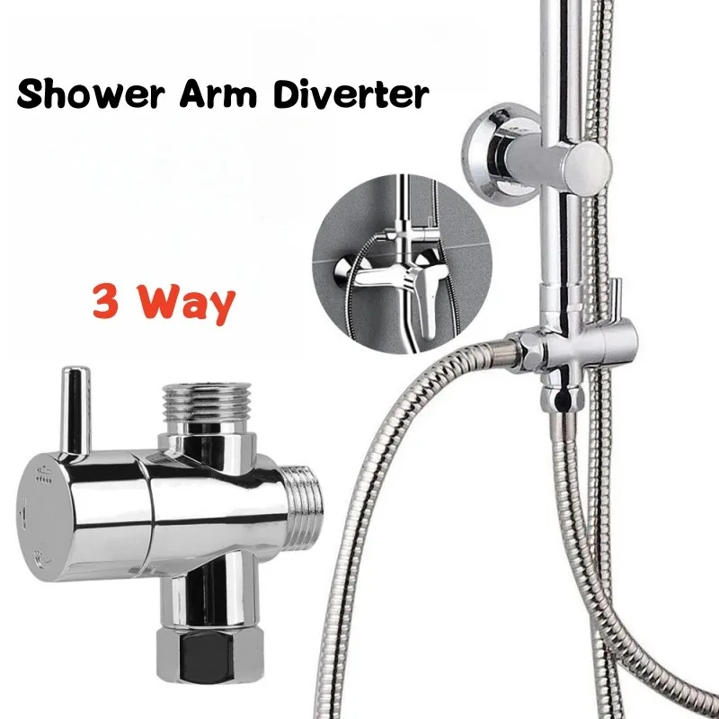 Brass-Metal-3-Way-Shower-Head-Diverter-Valve-G1-2-Three-Function-Switch ...