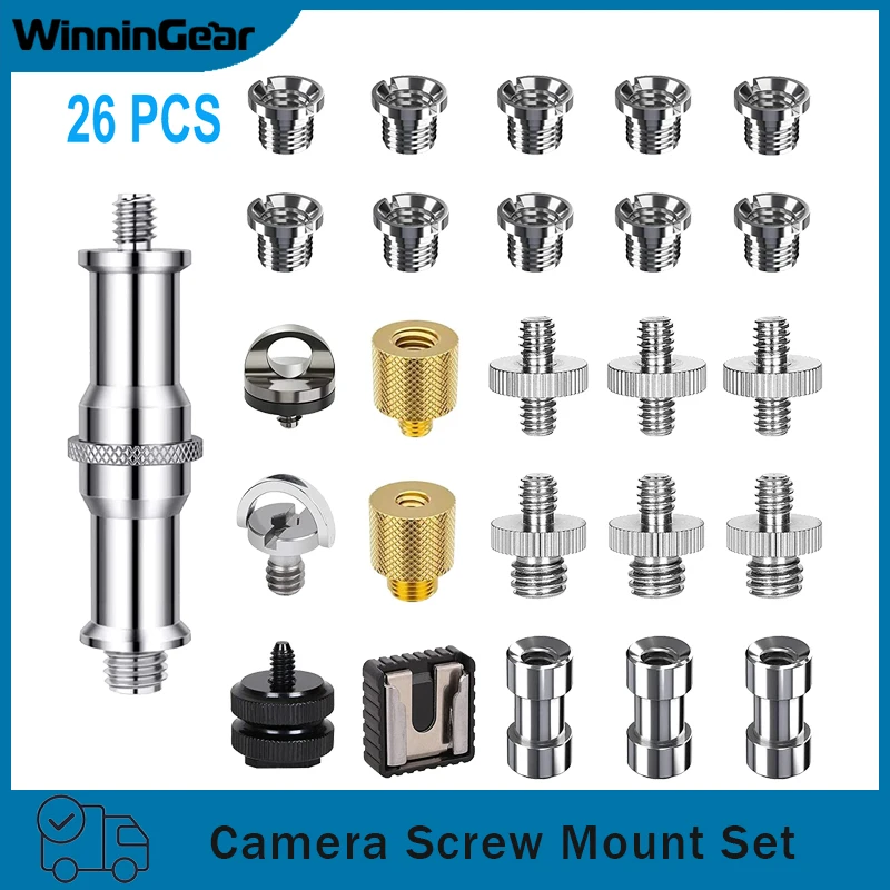 Camera-Screw-Mount-Set-26Pcs-1-4-Inch-and-3-8-Inch-Converter-Threaded ...