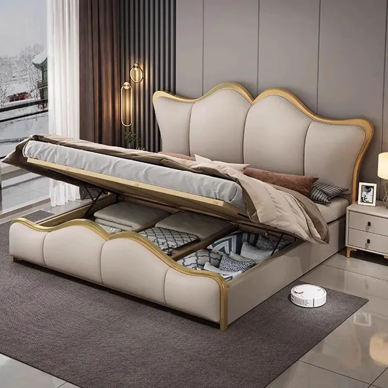 Royal European Double Bed Modern Whitr Wood Headboard Twin Double Bed ...
