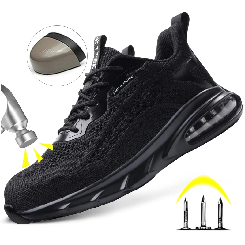 Work Shoes Steel Toe Shoes Men Safety Shoes Anti smash Puncture-Proof ...
