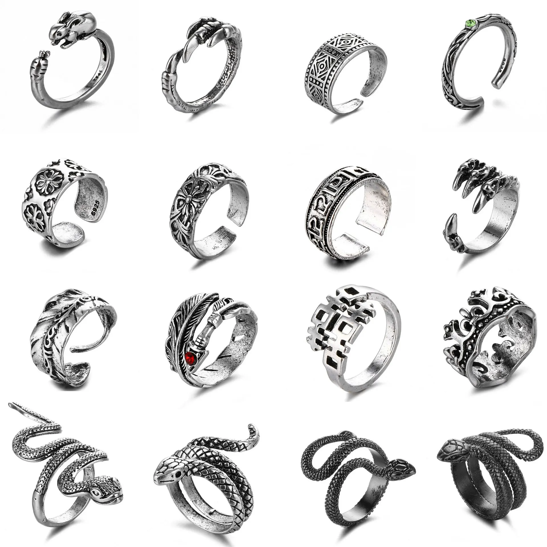 Anillos Punk clásicos para hombre y mujer, anillos abiertos de Hip Hop ...