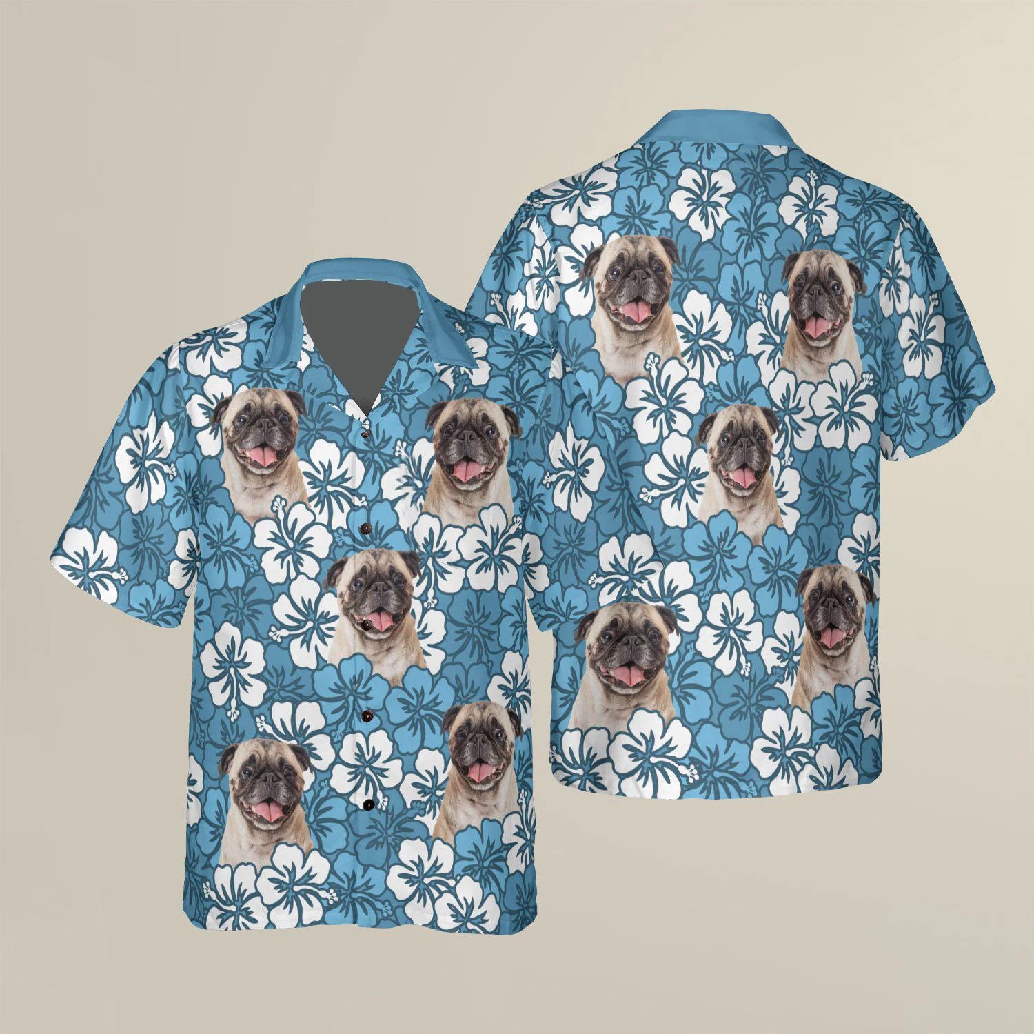 Men-s-Hawaiian-Shirt-Couple-Personalized-Dog-Print-Floral-Short-Sleeve ...