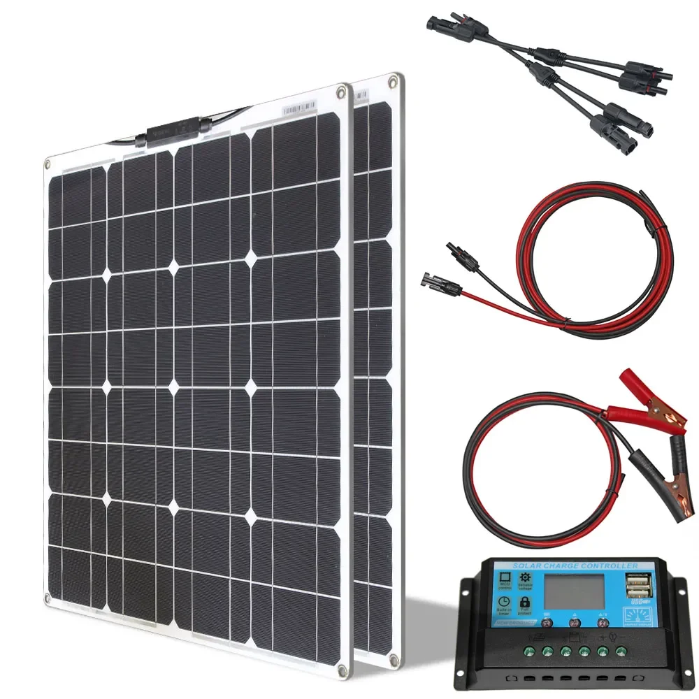 Solar-Panel-50w-Flexible-100w-Solar-System-Mono-Cell-Module-12v-24v-10A ...