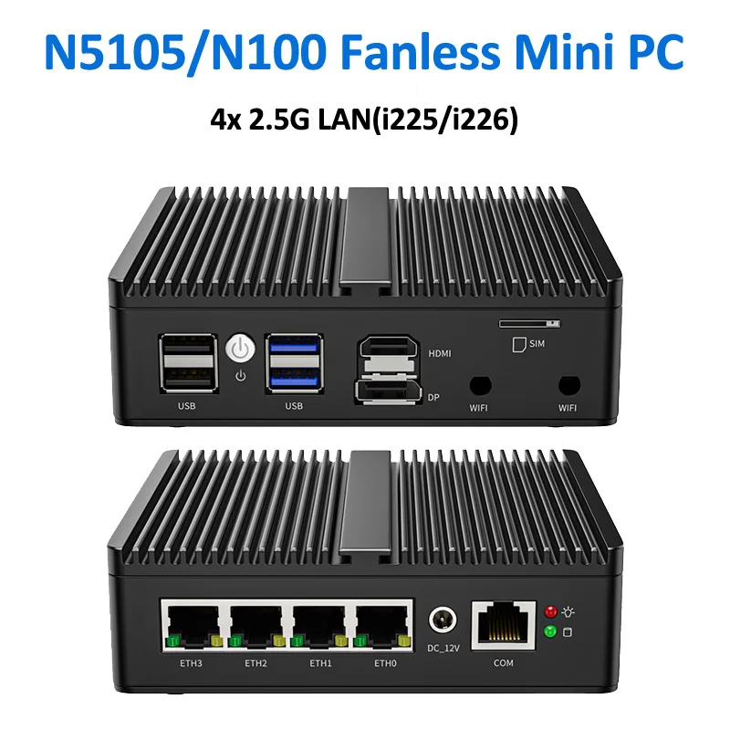 Intel-N100-Celeron-N5105-Soft-Router-Fanless-Mini-PC-4x-Intel-i226-i225 ...