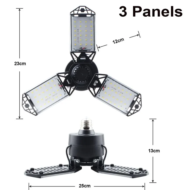 Deformable LED Garage Light with 3/6/7 Adjustable Panel LED Bulb Night ...