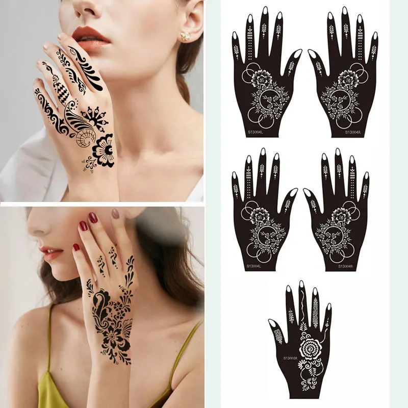 Henna-Tattoo-Stencil-for-Hand-Temporary-Tattoo-Templates-Mehndi-Stencil ...