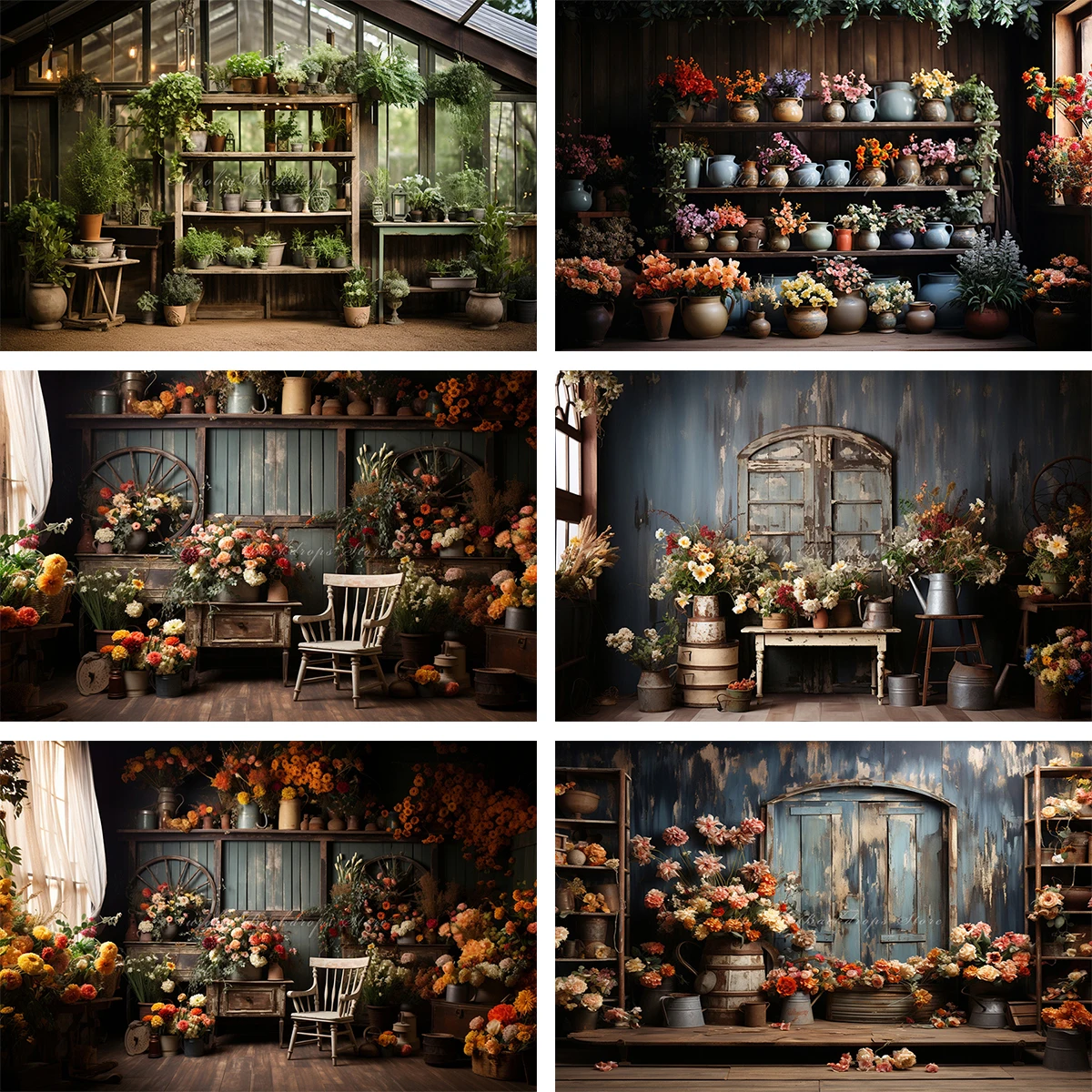 Potted-Plant-Garden-Shed-Photography-Backdrop-Farm-Yard-with-Flowers ...