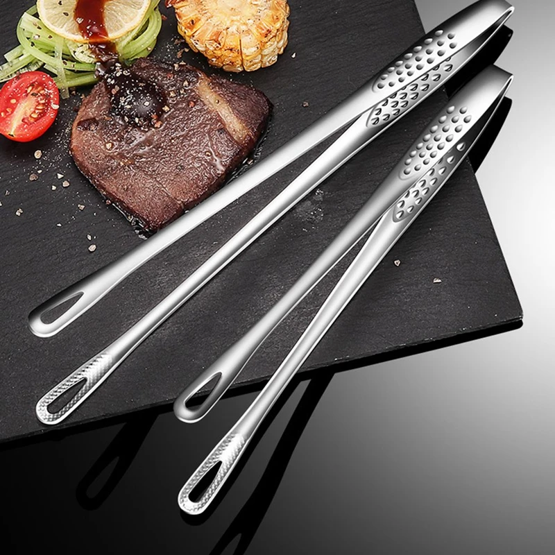 Stainless Steel Barbecue Clamp Tongs Extra Long Tweezer Food Tongs ...