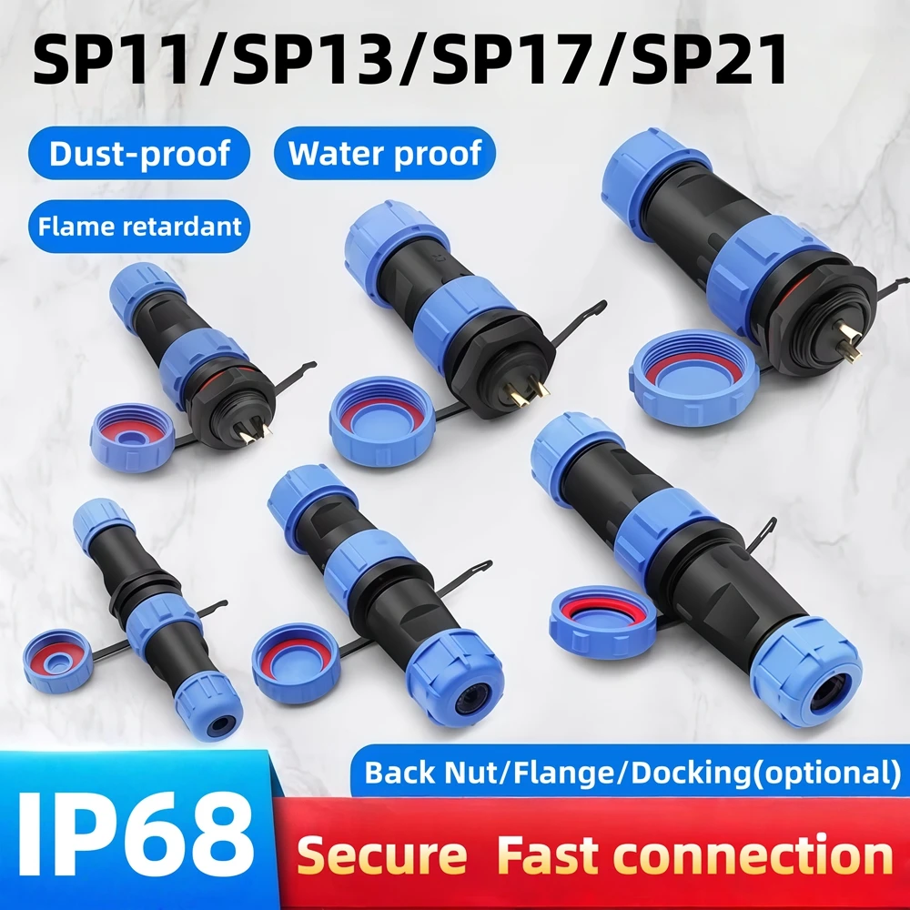 SP11/SP13/SP17/SP21 Waterproof Connector 2/3/4/5/6/7/9/10/12 Pin ...