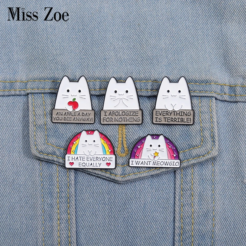I-APOLOGIZE-FOR-NOTHING-Enamel-Pins-Custom-Cute-Cat-Brooches-Lapel ...