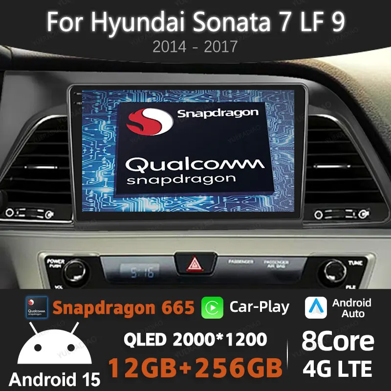 현대 쏘나타 7 LF 9 2014-2017용 안드로이드 15 카 라디오 GPS 스테레오 네비게이션 비디오 플레이어 2DIN 무선 ...