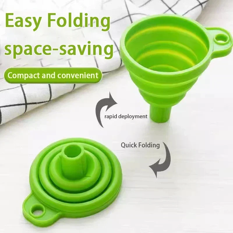 Folding Mini Telescopic Funnel for Automotive Fuel Oil Silicone Funnel ...
